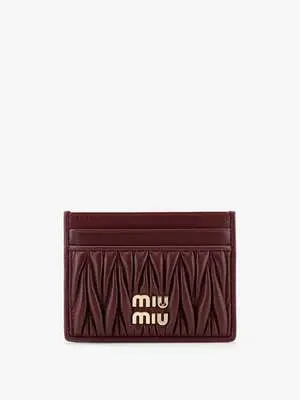Miu Miu Matelasse Leather Card Holder With Metal Lettering Logo - Multicolor
