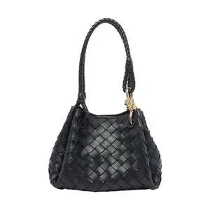 Bottega Veneta Parachute Small Woven Leather Bag - Black