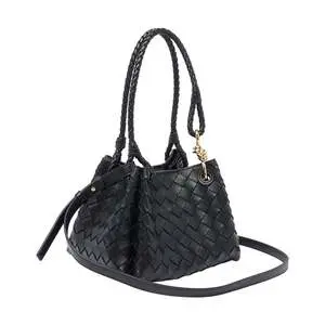 Bottega Veneta Parachute Small Woven Leather Bag - Black