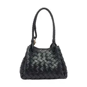 Bottega Veneta Parachute Small Woven Leather Bag - Black