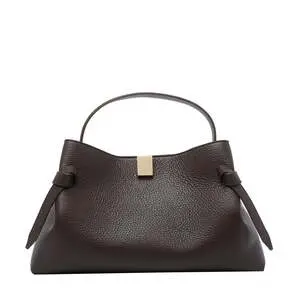 Yuzefi YUZEFI Gyoza Handbag In Pebble Grain Leather Brown