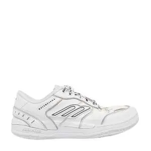 Balenciaga Hamptons Distressed Leather Sneakers - White