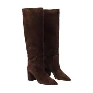 Paris Texas Knee-high Suede Block Heel Boots - Brown