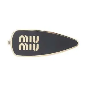 Miu Miu Miu Miu Logo Enameled Hair Clip Black