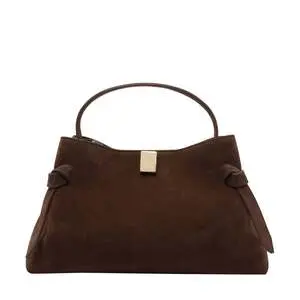 Yuzefi Suede Gyoza Handbag With Knot Detail - Brown