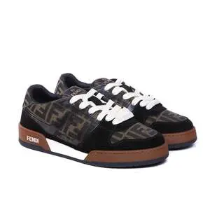 Fendi Match Sneakers With All Over Logo - Black