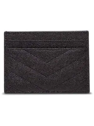 Saint Laurent Black Quilted Leather Card Holder With Logo