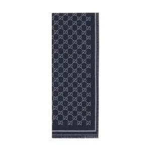 Gucci Gg Wool Jacquard Scarf - Blue