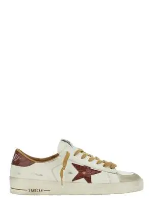 GOLDEN GOOSE Stardan' White Sneaker Low Top With Star Patch On The Side And Logo Patch On The Tongue In Leather For - Multicolor