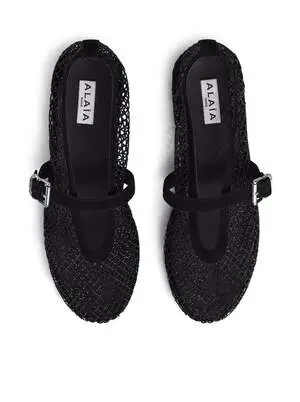 Alaïa Flat Mesh Ballerinas With Rhinestones And Buckle Strap