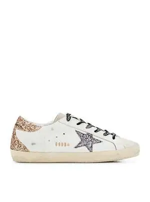 GOLDEN GOOSE Super-star Sneakers In Leather And Glitter - Multicolor