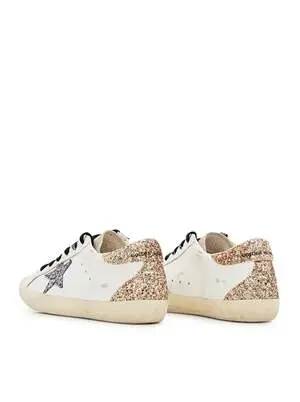 GOLDEN GOOSE Super-star Sneakers In Leather And Glitter - Multicolor