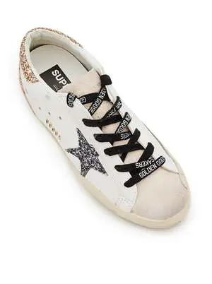 GOLDEN GOOSE Super-star Sneakers In Leather And Glitter - Multicolor