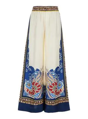 La DoubleJ Wide-leg Palazzo Pants With All-over Print In Silk - Multicolor
