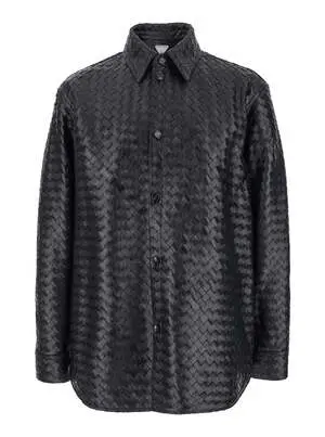 Bottega Veneta Oversized Woven Leather Jacket
