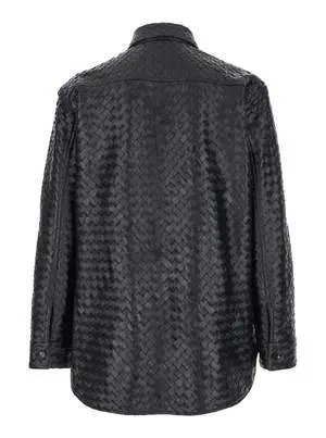 Bottega Veneta Oversized Woven Leather Jacket