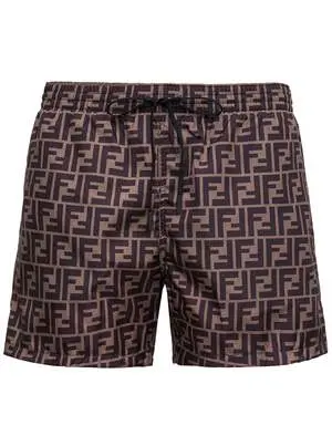 Fendi Ff Monogram Swim Shorts - Brown