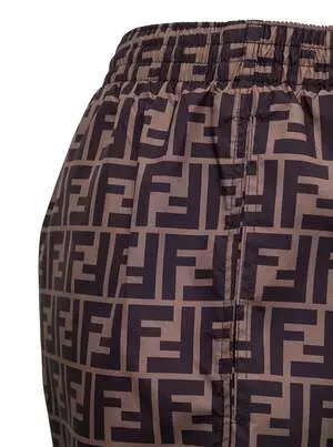 Fendi Ff Monogram Swim Shorts - Brown