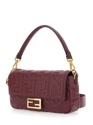 Fendi Bordeaux Leather Baguette Shoulder Bag With Removable Strap - Multicolor