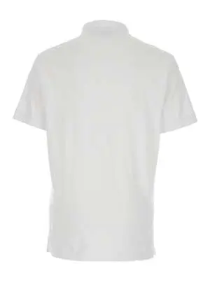 Stone Island White Polo With Classic Collar And Patch Logo On The Front In Stretch Cotton - Multicolor