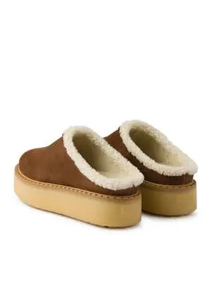 Prada Suede Mules With Enamelled Triangle Logo - Multicolor