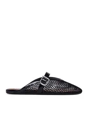 Alaïa Fishnet Flat Mules - Black