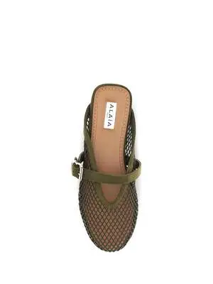 Alaïa Fishnet Flat Mules With Buckle