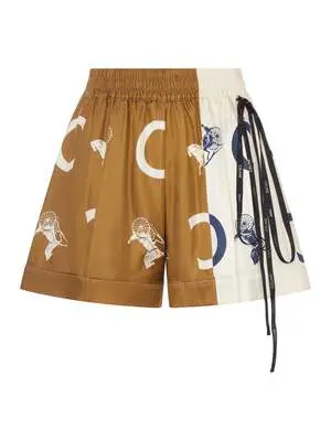 Celine Silk Shorts With Iconic Print - Multicolor