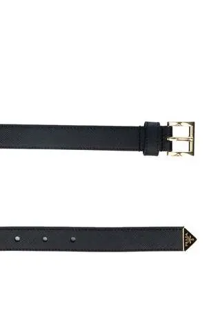 Prada Leather Belt With Gold Tone Buckle - Multicolor
