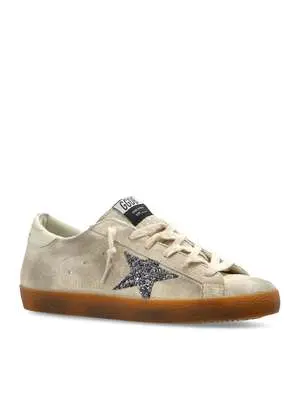 GOLDEN GOOSE Suede Super-star Sneakers With Glitter Star - Gray