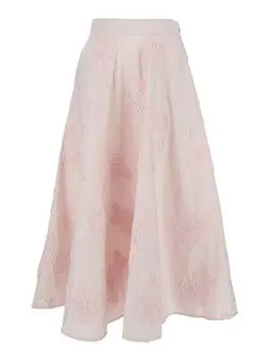 ROTATE BY BIRGER CHRISTENSEN Maxi Skirt Floral With Side Zip Closure In Pink Fabric For - Multicolor