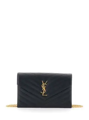 Saint Laurent Envelope Clutch 'cassandre' With Chain Strap In Leather For - Black