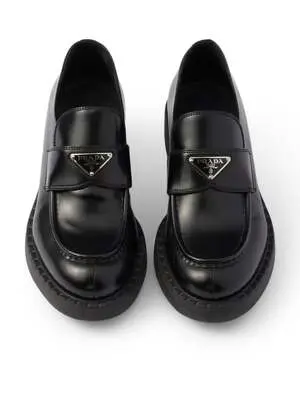 Prada Chocolate Brushed Leather Loafers