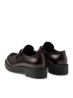 Prada Brushed Leather Loafers With Enamelled Triangle Logo - Multicolor