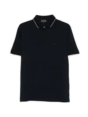 Emporio Armani Logo Cotton Polo Shirt - Blue