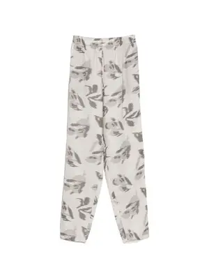 Emporio Armani Printed Linen Trousers - Grey