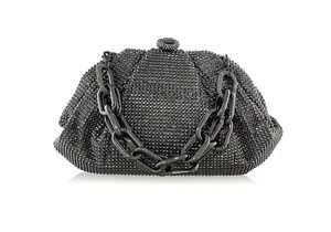 Judith Leiber Gemma Crystal Clutch With Chain Handle - Gray