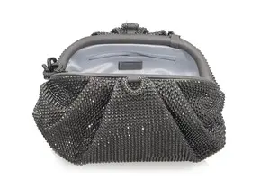 Judith Leiber Gemma Crystal Clutch With Chain Handle - Gray