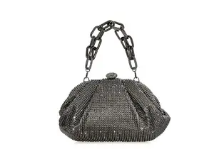 Judith Leiber Gemma Crystal Clutch With Chain Handle - Gray