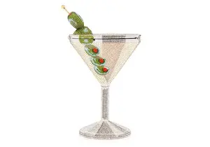 Judith Leiber Martini Crystal Clutch - Silver