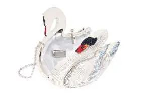 Judith Leiber Swan Odette Crystal Embellished Novelty Handbag - White
