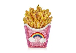 Judith Leiber French Fries Rainbow Crystal Clutch - Pink