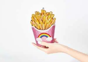 Judith Leiber French Fries Rainbow Crystal Clutch - Pink