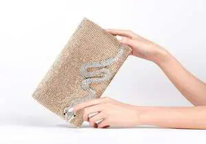 Judith Leiber Crystal Serpent Evening Bag - Beige