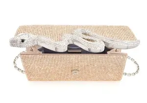 Judith Leiber Crystal Serpent Evening Bag - Beige