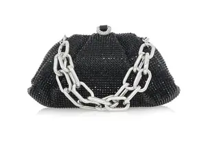 Judith Leiber Crystal Clutch With Chain Strap - Black