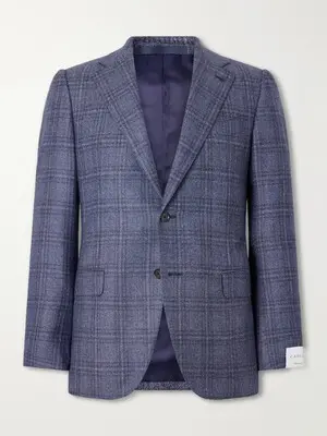 Caruso Norma Checked Wool Blazer - Blue
