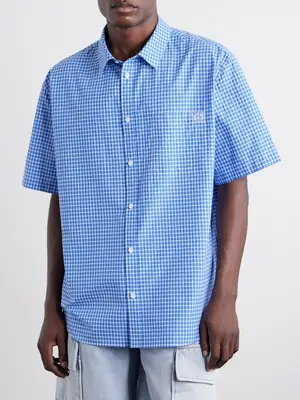 Loewe Paula's Ibiza Logo-embroidered Checked Cotton-poplin Shirt - Blue