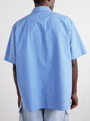 Loewe Paula's Ibiza Logo-embroidered Checked Cotton-poplin Shirt - Blue