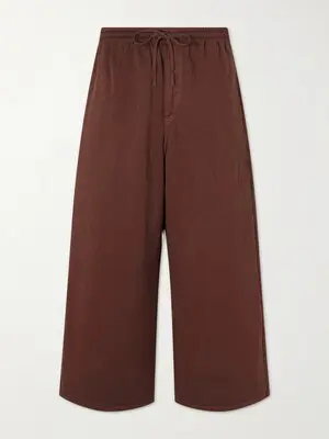 Loewe Wide-leg Cotton Drawstring Trousers - Brown